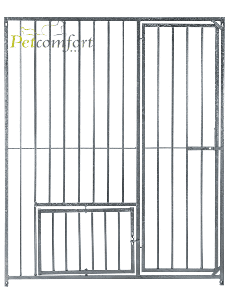 Kennelpaneel met spijlen, deur, voederdeur en korte voetjes